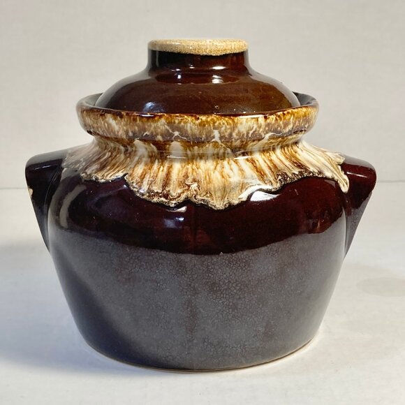 Vintage | Kitchen | Vintage Drip Glaze Pottery Bean Pot Brown Usa Made ...